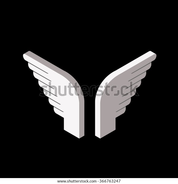 Isometric White Angel Wings Icon Vector Stock Vector (Royalty Free ...