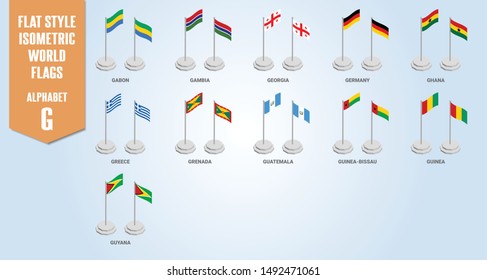 Isometric World Flags Alphabet G Countries Stock Vector (Royalty Free ...