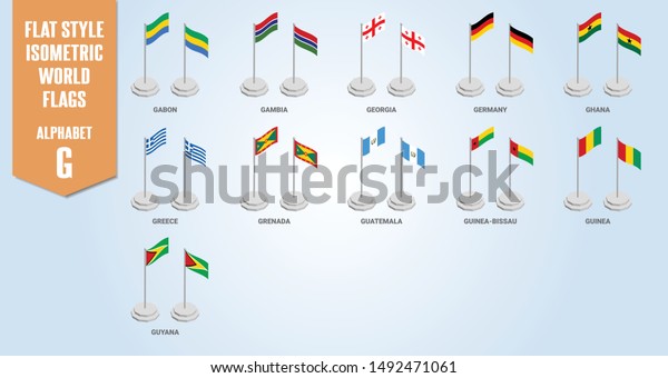 Isometric World Flags Alphabet G Countries Stock Vector (Royalty Free ...