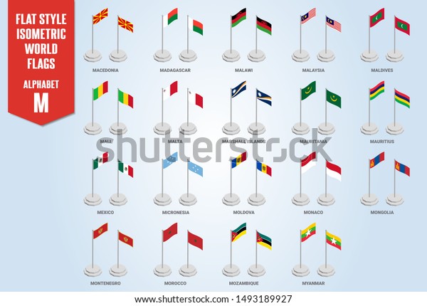 Isometric World Flags Alphabet M Countries Stock Vector (Royalty Free ...