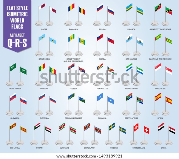 Isometric World Flags Alphabet Qrs Countries: vector de stock (libre de ...