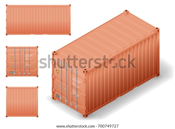 Isometry Cargo Transport Sea Container Drawing Stock Vector (Royalty ...