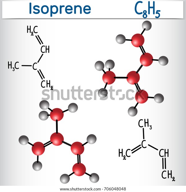 Isoprene Molecule Structural Chemical Formula Model: стоковая векторная ...