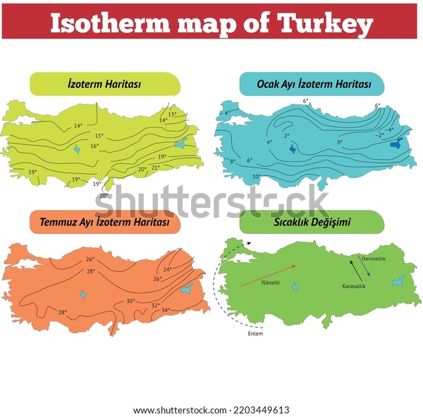 Isotherm Map Turkey Geography Lesson Stock Vector (Royalty Free ...