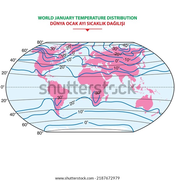 Isotherm World Map Continents Isothermal Lines: เวกเตอร์สต็อก (ปลอดค่า ...