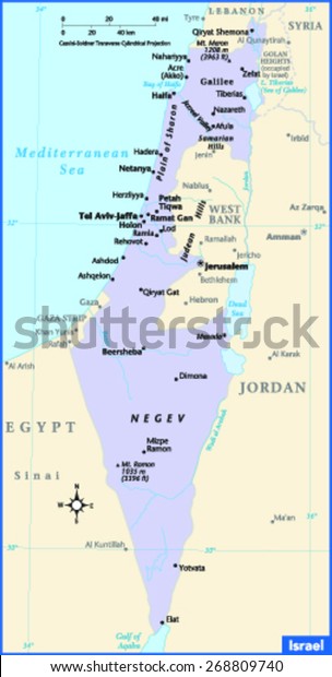 Israel Country Map Stock Vector (Royalty Free) 268809740 | Shutterstock