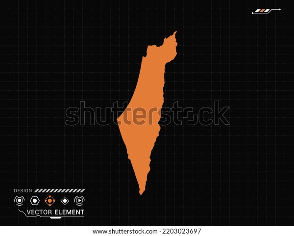 Israel Map Orange Digital Frame Hud Stock Vector (Royalty Free ...