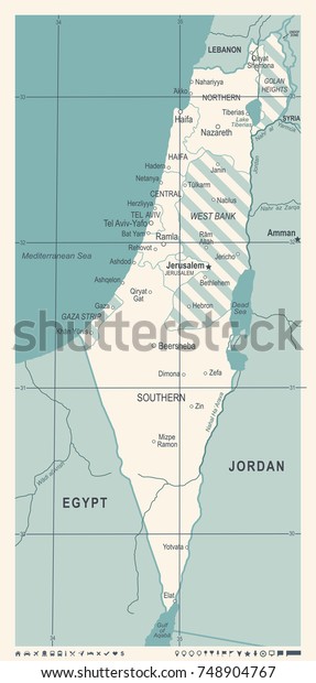 Israel Map - Vintage Detailed Vector Illustration