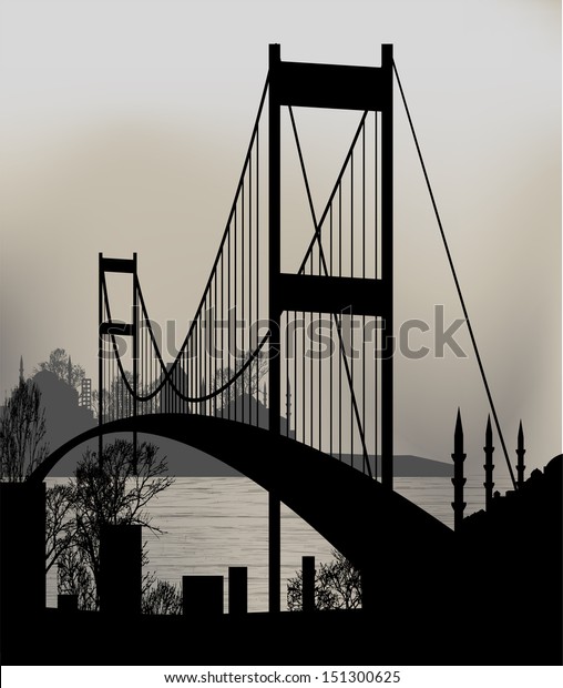 Istanbul Bosphorus Bridge: vector de stock (libre de regalías ...