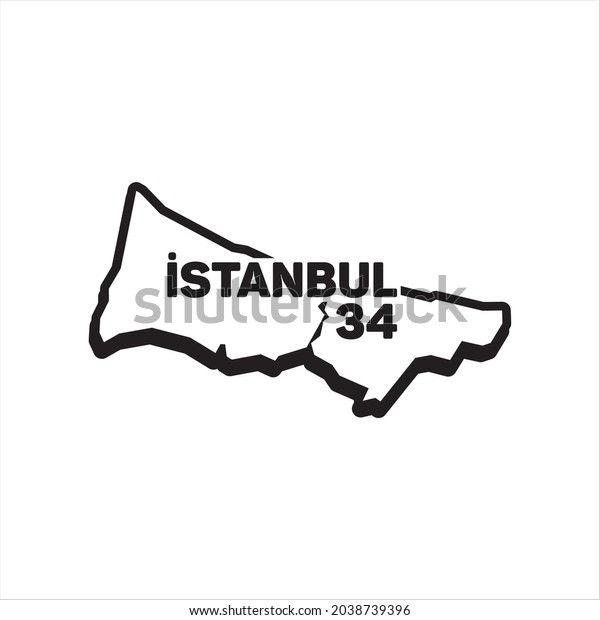 Istanbul Map Black White Stock Vector (Royalty Free) 2038739396 ...