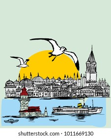Istanbul Silhouette Graphic Design Vector Art Stock Vector (Royalty ...