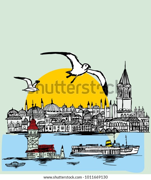 Istanbul Silhouette Graphic Design Vector Art Stock Vector (Royalty ...