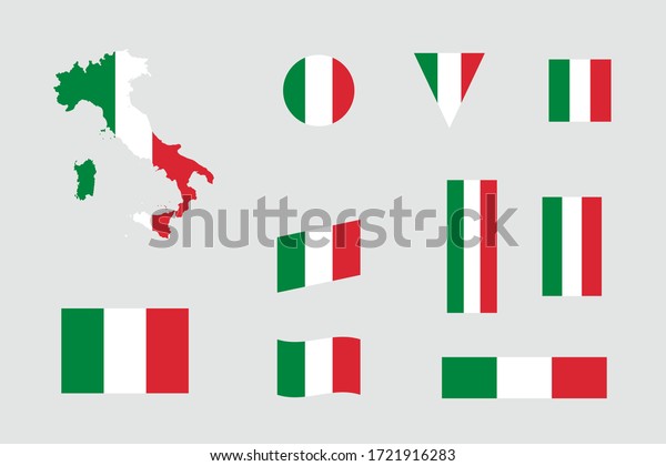 Italian Flag Icon Different Shapes Italy Stock Vector (Royalty Free ...