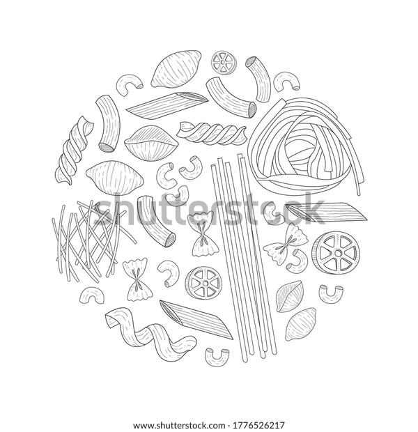 Italian Pasta Circular Shape Traditional Cuisine Stock Vector (Royalty ...