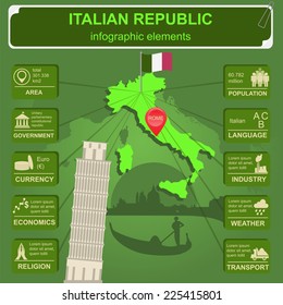 Italian Republic Infographics Statistical Data Sights Stock Vector ...