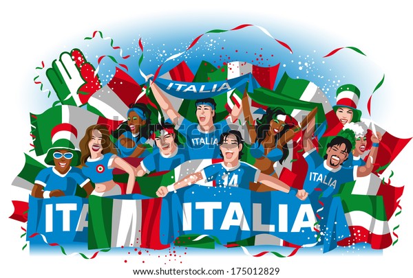 Italian Soccer Fans: immagine vettoriale stock (royalty free) 175012829 ...