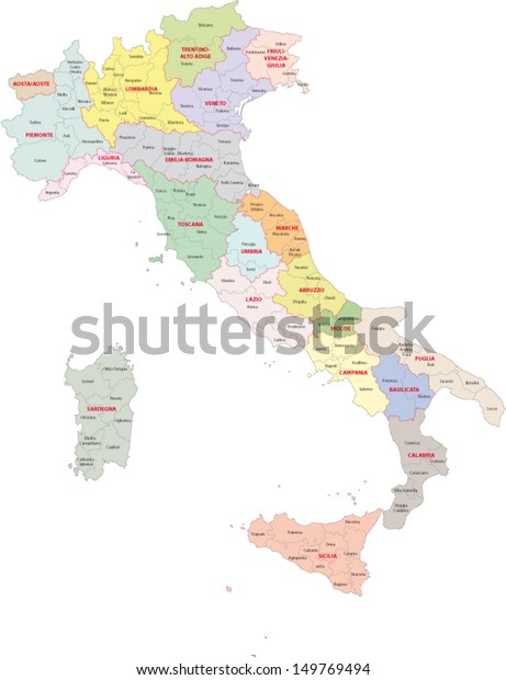 Italy Administrative Divisions Stock Vector (Royalty Free) 149769494 ...