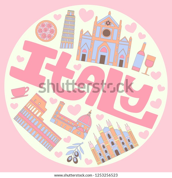 Italy Cartoon Travel Vector Map Symbols Stock Vector (Royalty Free ...