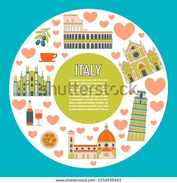 Italy Cartoon Travel Vector Map Symbols Stock Vector (Royalty Free ...