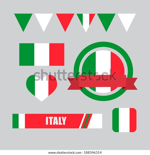Italy Flag Banner Icon Patterns Set Stock Vector (Royalty Free) 188346314