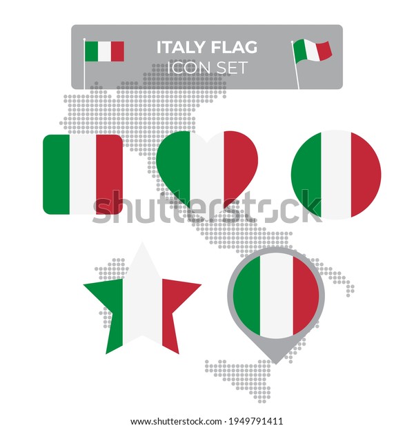 Italy Flag Icons Set Shape Square Stock Vector (Royalty Free ...