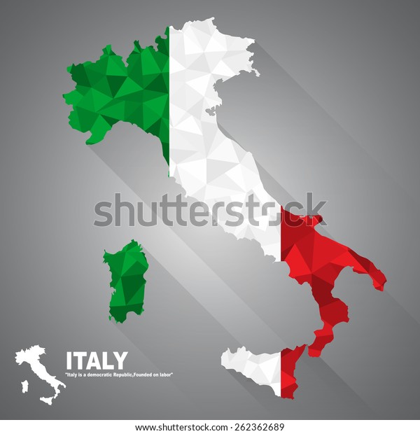 Italy Flag Overlay On Italy Map Stock Vector (Royalty Free) 262362689 ...
