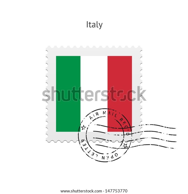 Italy Flag Postage Stamp On White Stock Vector (Royalty Free) 147753770 ...