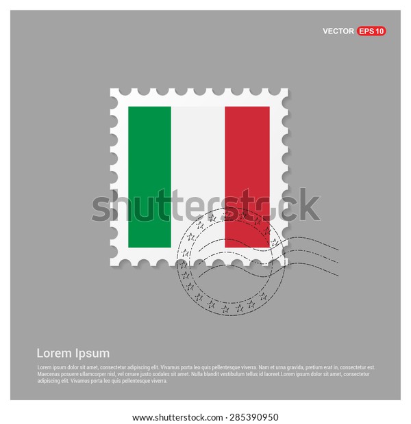 Italy Flag Postage Stamp On White Stock Vector (Royalty Free) 285390950 ...