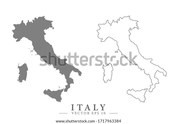 Italy Flat Line Map Isolated Vector Stock Vector (Royalty Free ...