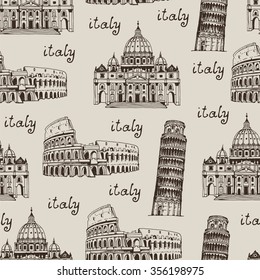 Italy Background Hand Drawn Seamless Pattern Stock Illustration 466813232