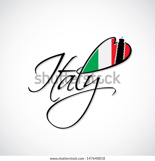 Italy lettering - vector illustration
