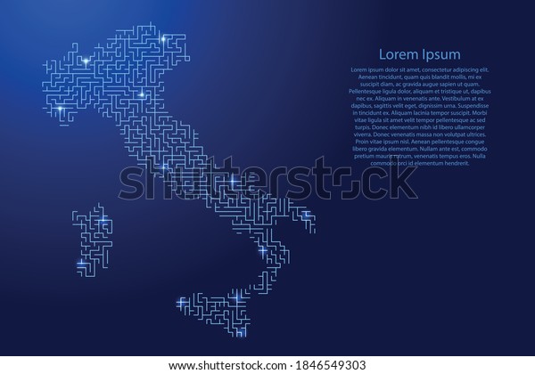 Italy Map Blue Pattern Maze Grid Stock Vector (Royalty Free) 1846549303 ...