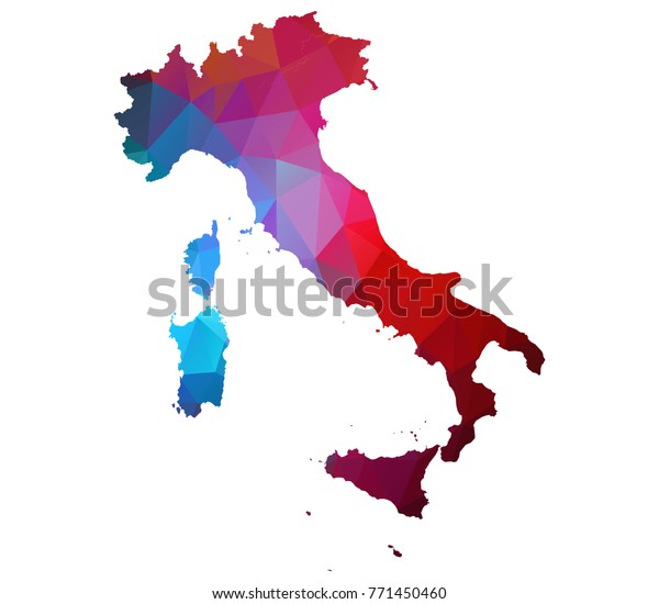 Italy Map Blue Red Polygonal Shape Stock Vector (Royalty Free ...