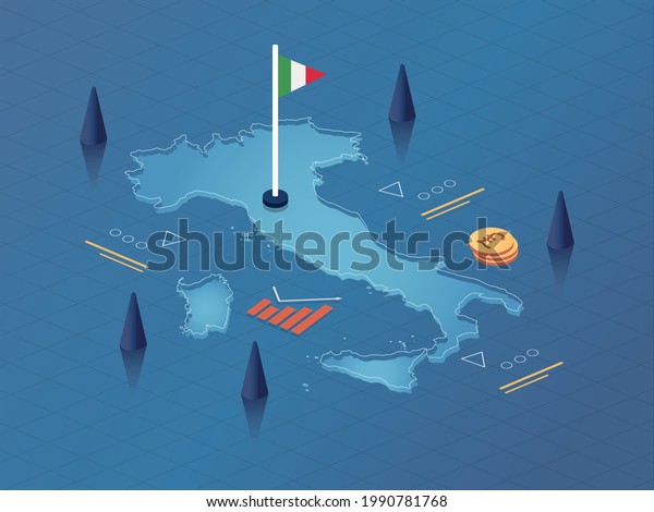 Italy Map Flag Currency Modern Isometric Stock Vector (Royalty Free ...