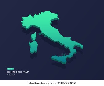 Italy Map Isometric Green Gradient Vector Stock Vector (Royalty Free ...