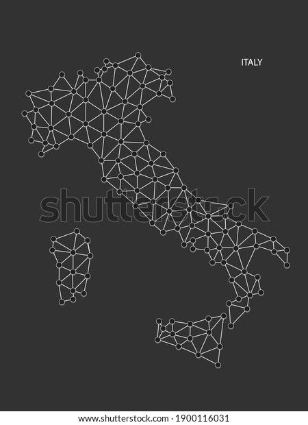 Italy Map Point Scales On Black Stock Vector (Royalty Free) 1900116031