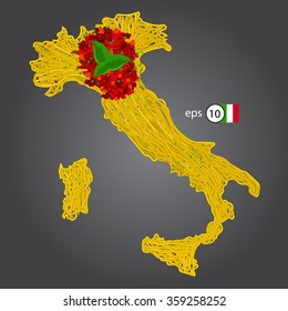 Italy Map Spaghetti Food Stock Vector (Royalty Free) 359258252 ...