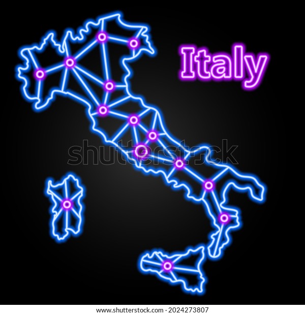 Italy Neon Map Isolated Vector Illustration Stock Vector (Royalty Free ...