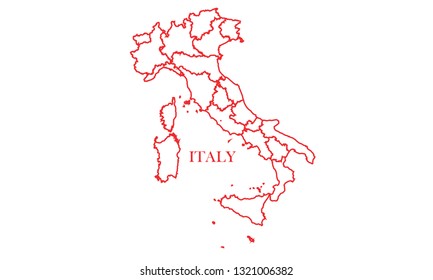 Italy Red Line Map Stock Vector (Royalty Free) 1321006382 | Shutterstock