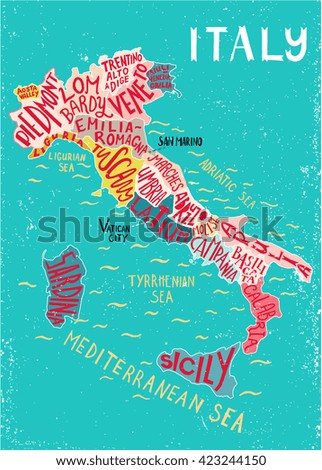 Italy Regions Map Unique Decorative Map Stock Vector (Royalty Free ...