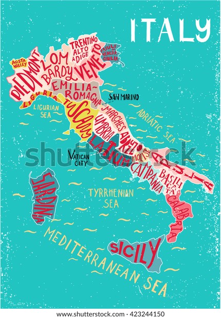 Italy Regions Map Unique Decorative Map Stock Vector (Royalty Free ...