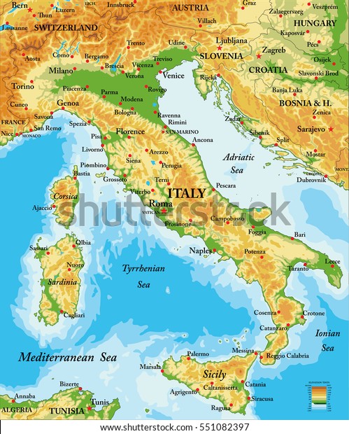 Italy relief map
