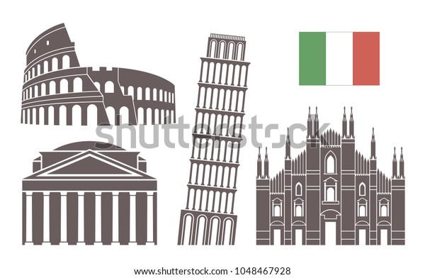 Italy Set Isolated Italy Architecture On Stock Vector (Royalty Free ...
