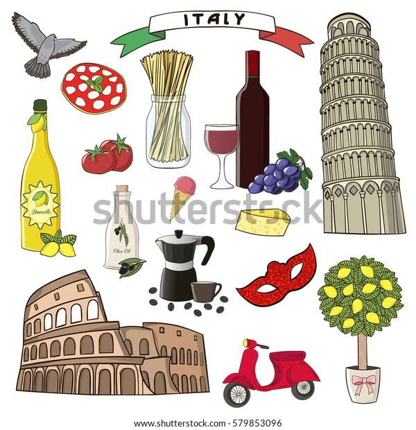 Italy Symbols Set Stock Vector (Royalty Free) 579853096 | Shutterstock