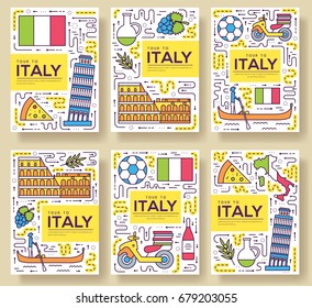 Italy Vector Brochure Cards Thin Line Stock Vector (Royalty Free ...