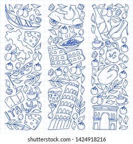Italy Vector Elements Icons Doodle Pattern Stock Vector (Royalty Free ...