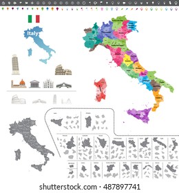 Italy Vector High Detailed Map Colored Stock Vector (Royalty Free ...