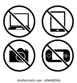 Thin Line No Gadget Signs Set Stock Vector (Royalty Free) 706696789