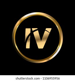 Iv Initial Circle Company Logo Gold: vector de stock (libre de regalías ...