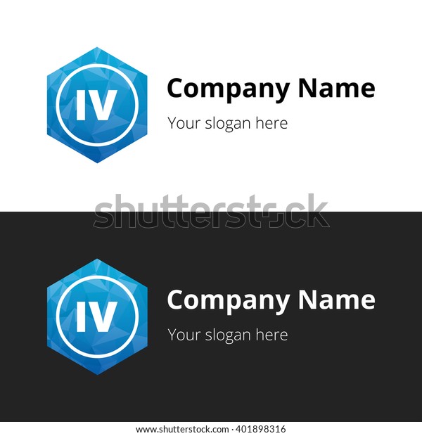 Iv Letters Abstract Polygonal Background Logo Stock Vector (Royalty ...